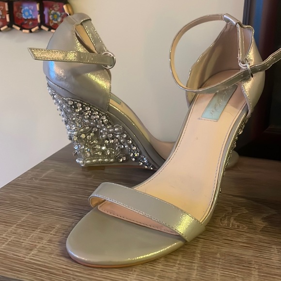 Betsey Johnson | Shoes | Betsy Johnson Embellished Wedge Dress Sandal ...